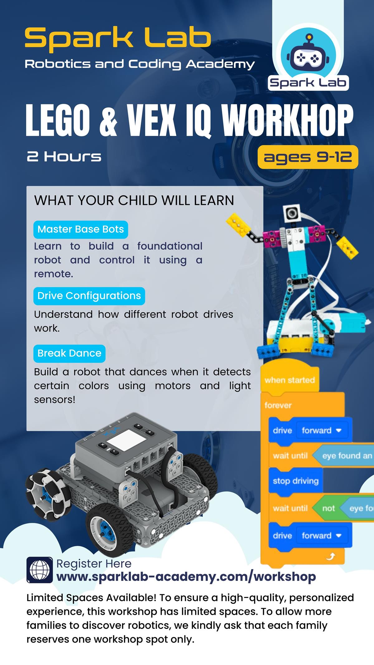 Spark Lab Robotics: FREE LEGO® and VEX IQ Robotics Workshop - Register Now!